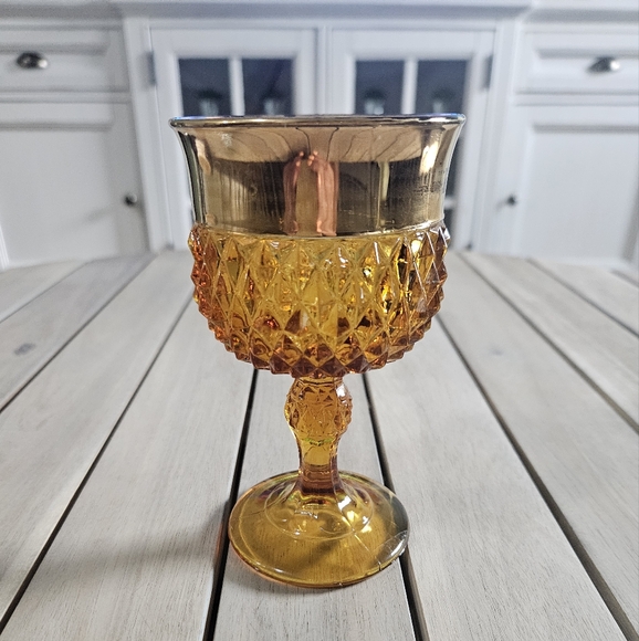 Amber Wine Goblet | Dining | Vintage Indiana Glass Diamond Point Amber ...